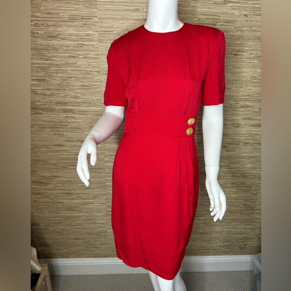 Casual Corner | Dresses | Vintage Red Dress With Gold Buttons | Poshmark